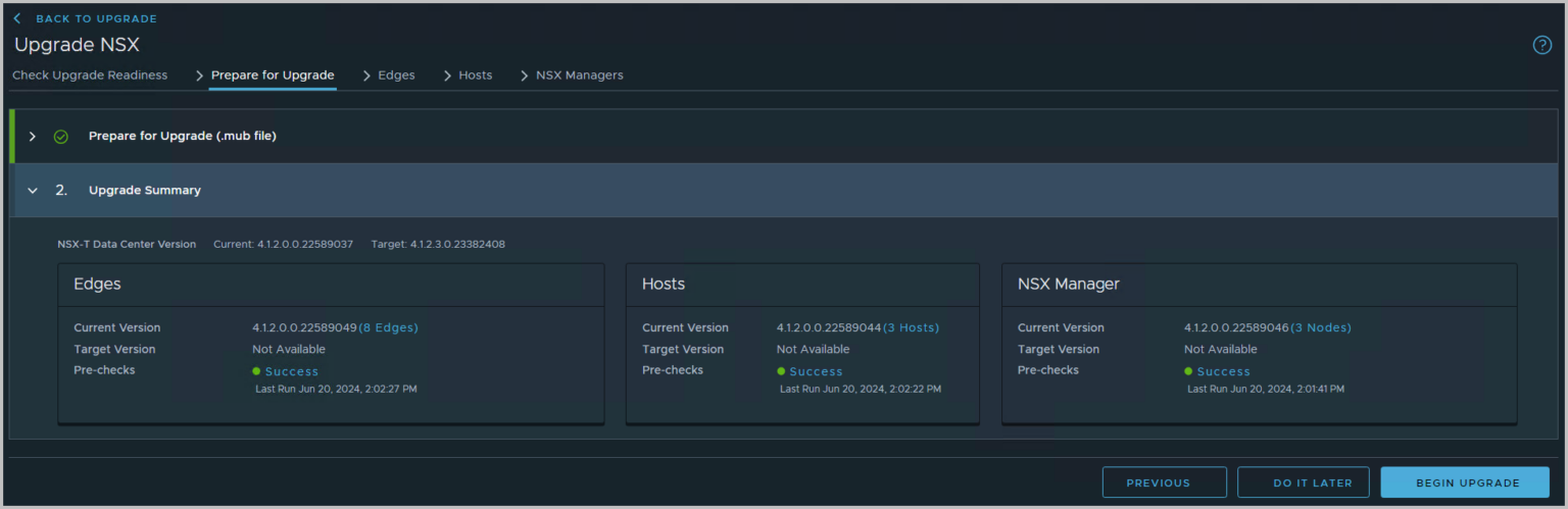 » Update NSX from the User Interface