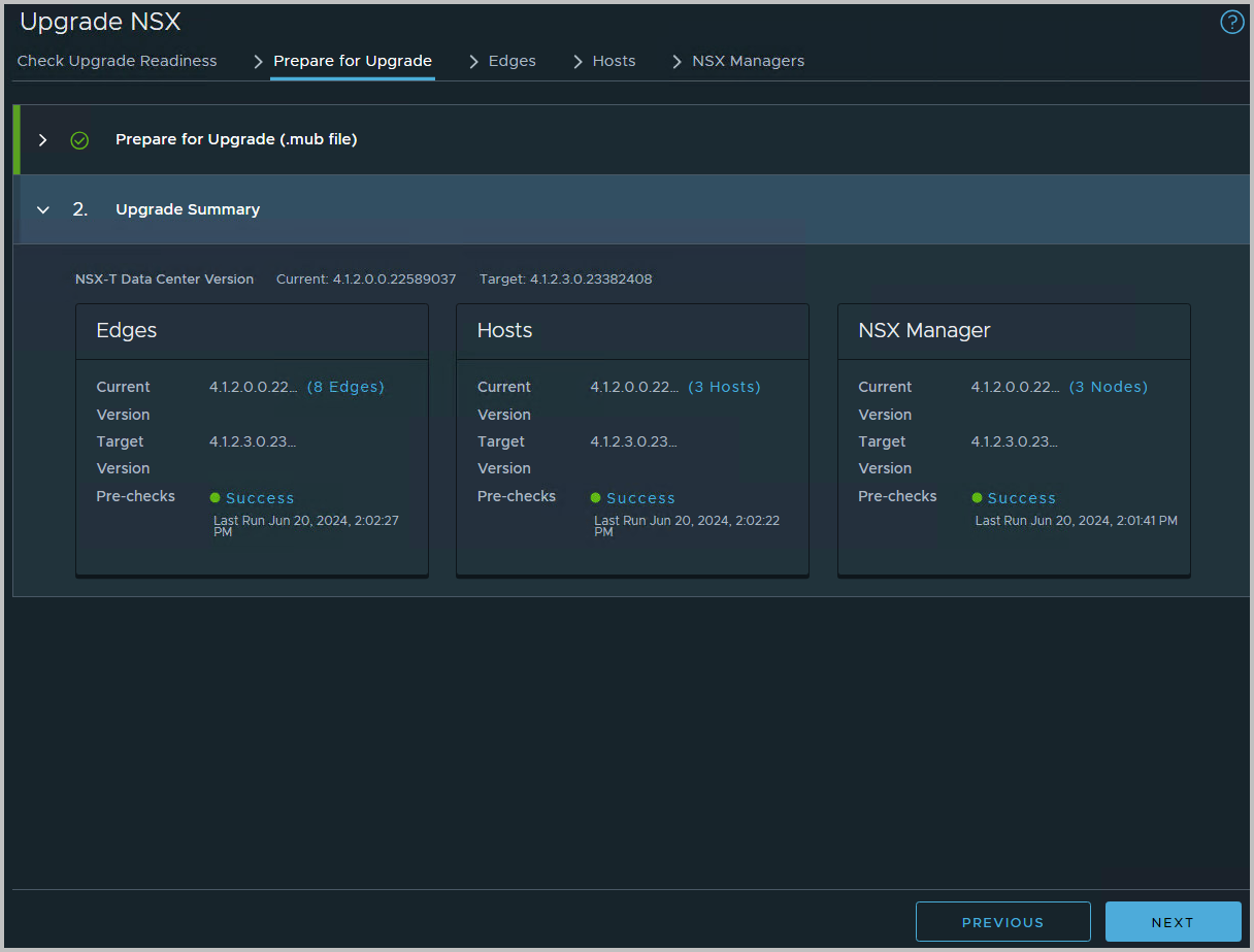 » Update NSX from the User Interface