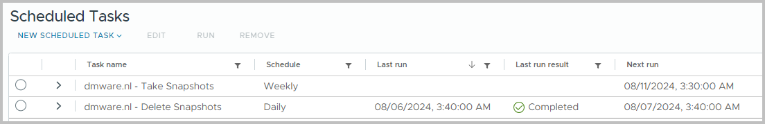 Automatically Remove Snapshots In Vsphere 80 Update 3 Using Retention