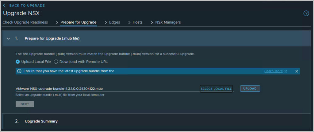 » Upgrade to NSX 4.2.1.0 from the NSX GUI