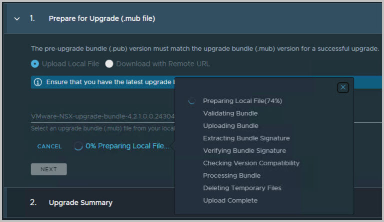 » Upgrade to NSX 4.2.1.0 from the NSX GUI
